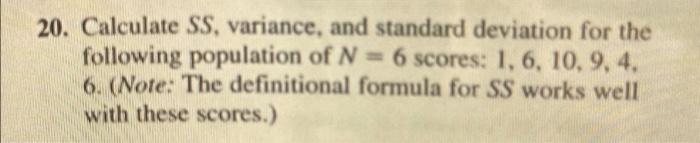 Solved 20. Calculate SS, variance, and standard deviation | Chegg.com