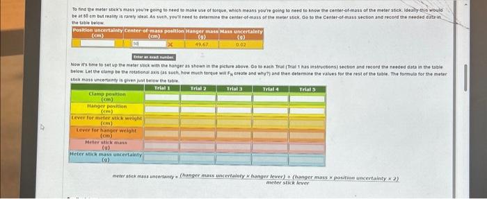 the tale telisw. meter stlek mass uncertainty = meter | Chegg.com