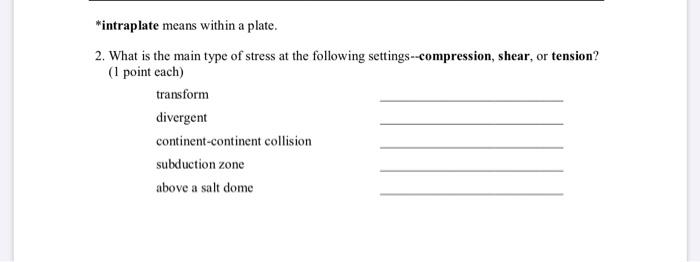 Solved *intraplate means within a plate. 2. What is the main | Chegg.com