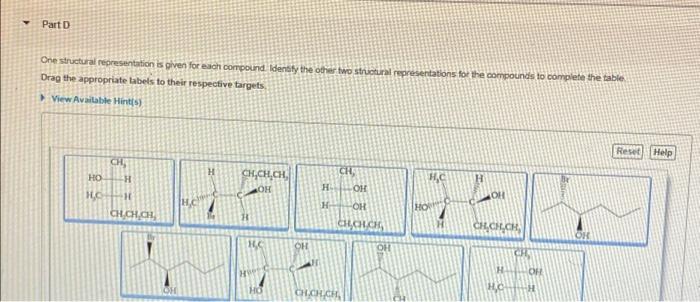 Part D One structural representation is given for | Chegg.com