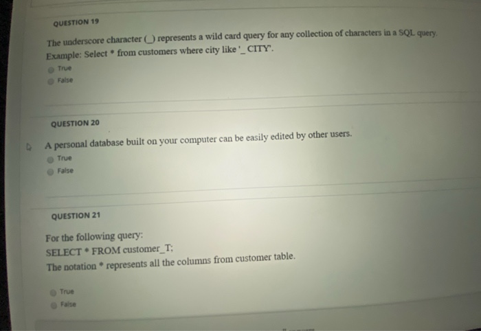 Solved QUESTION 19 The underscore character represents a | Chegg.com