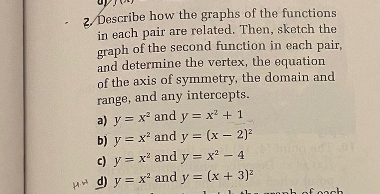 Solved Describe how the graphs of the functions in each pair | Chegg.com