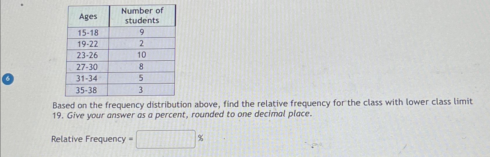 Solved 6\table[[Ages,\table[[Number | Chegg.com