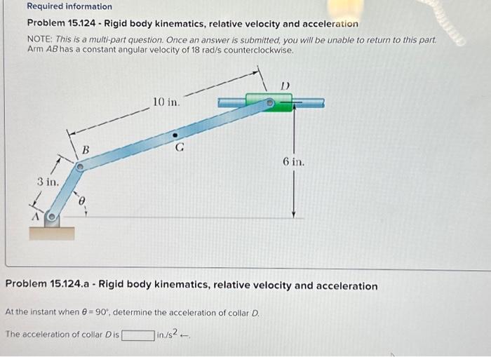 Solved Problem 15.124 - Rigid body kinematics, relative | Chegg.com