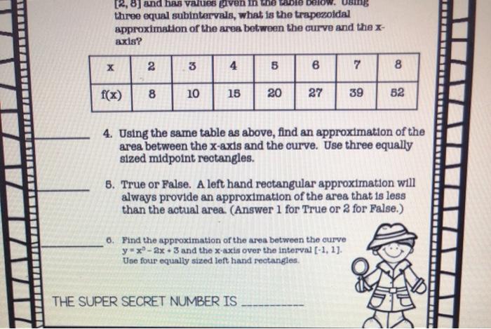 Solved SUPER SECRET NUMBER PUZZLE Working with Riemann Sums | Chegg.com