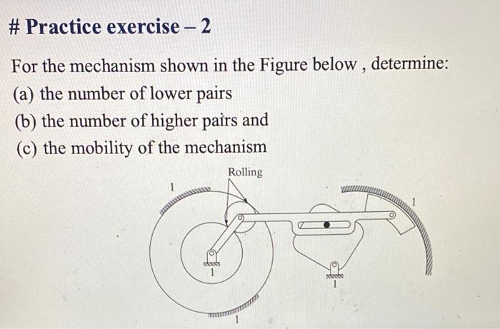 Solved # Practice exercise - 2 For the mechanism shown in | Chegg.com