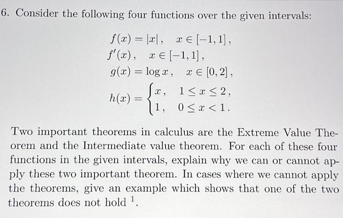 Solved Consider the following four functions over the given | Chegg.com