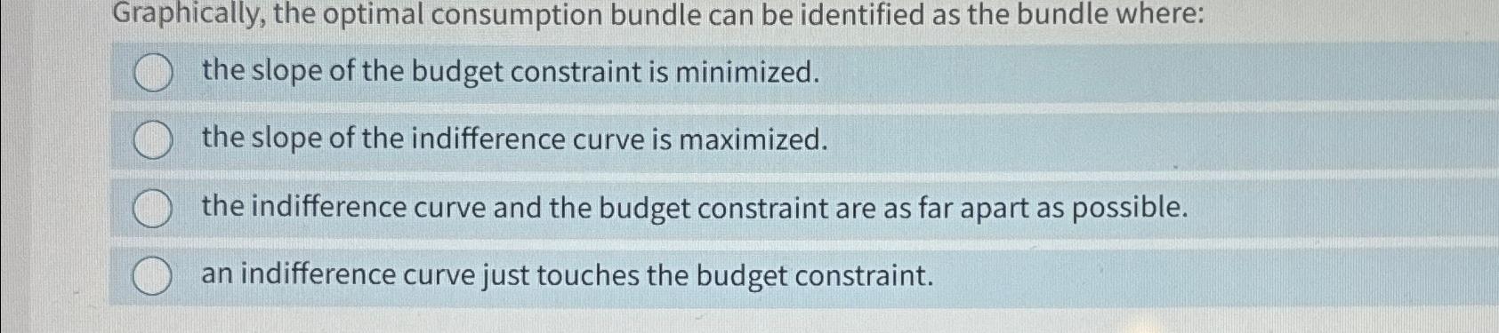 Solved Graphically, the optimal consumption bundle can be | Chegg.com
