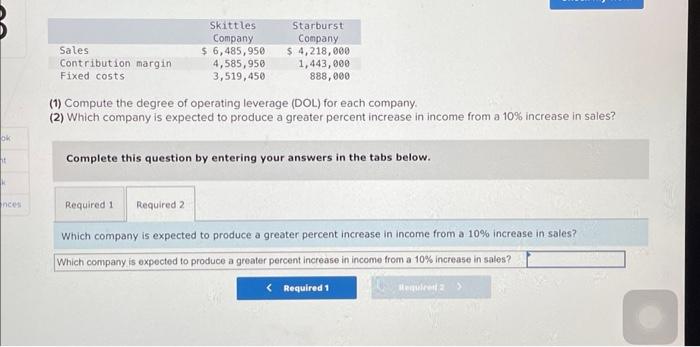 Solved (1) Compute the degree of operating leverage (DOL) | Chegg.com