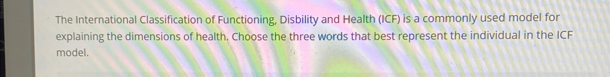 Solved The International Classification of Functioning, | Chegg.com