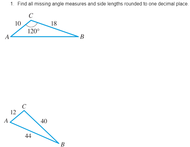 Solved Find all missing angle measures and side lengths | Chegg.com