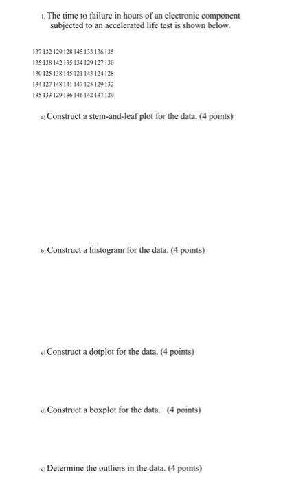 Solved 1. The time to failure in hours of an electronic | Chegg.com