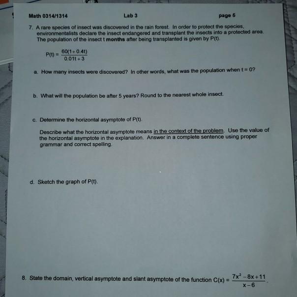 Solved Math 0314/1314 Lab 3 pago 4 5. Analyze and sketch the | Chegg.com