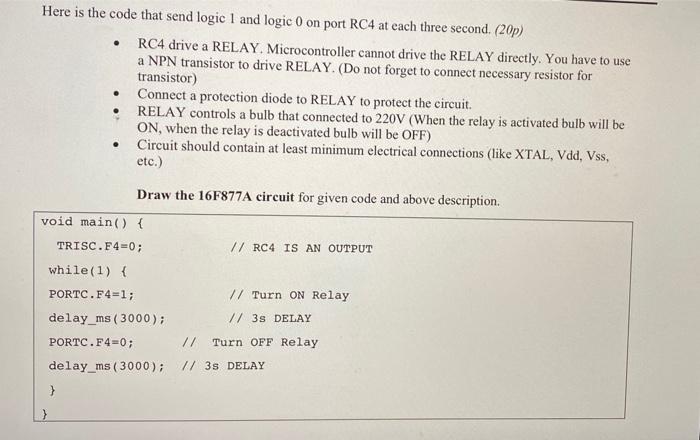 Solved Here is the code that send logic 1 and logic 0 on | Chegg.com