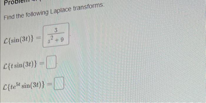 Solved Find the following Laplace transforms: C{sin | Chegg.com