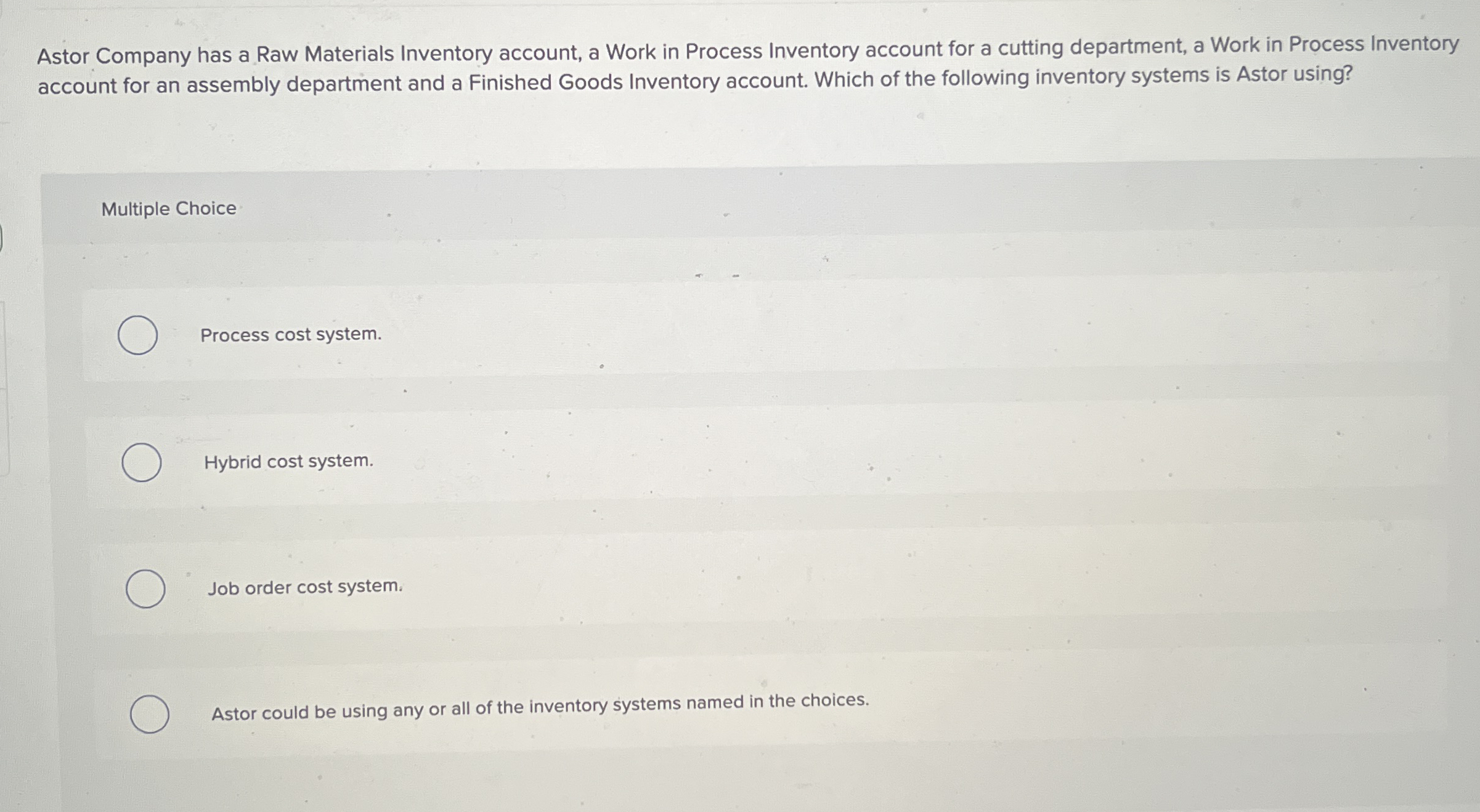 Solved Astor Company has a Raw Materials Inventory account, | Chegg.com