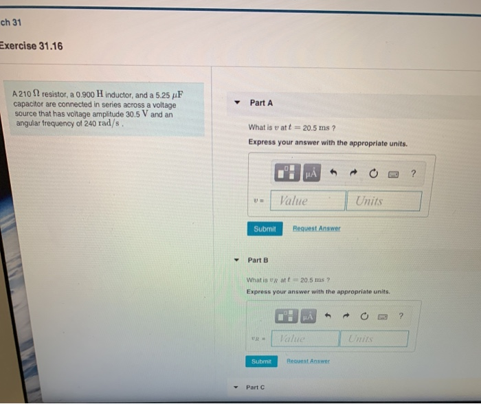 Solved ch 31 Exercise 31.16 Part A A 210 resistor, a 0.900 H | Chegg.com