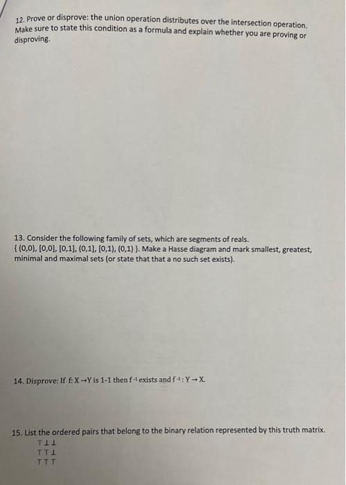 Solved 12. Prove or disprove: the union operation | Chegg.com