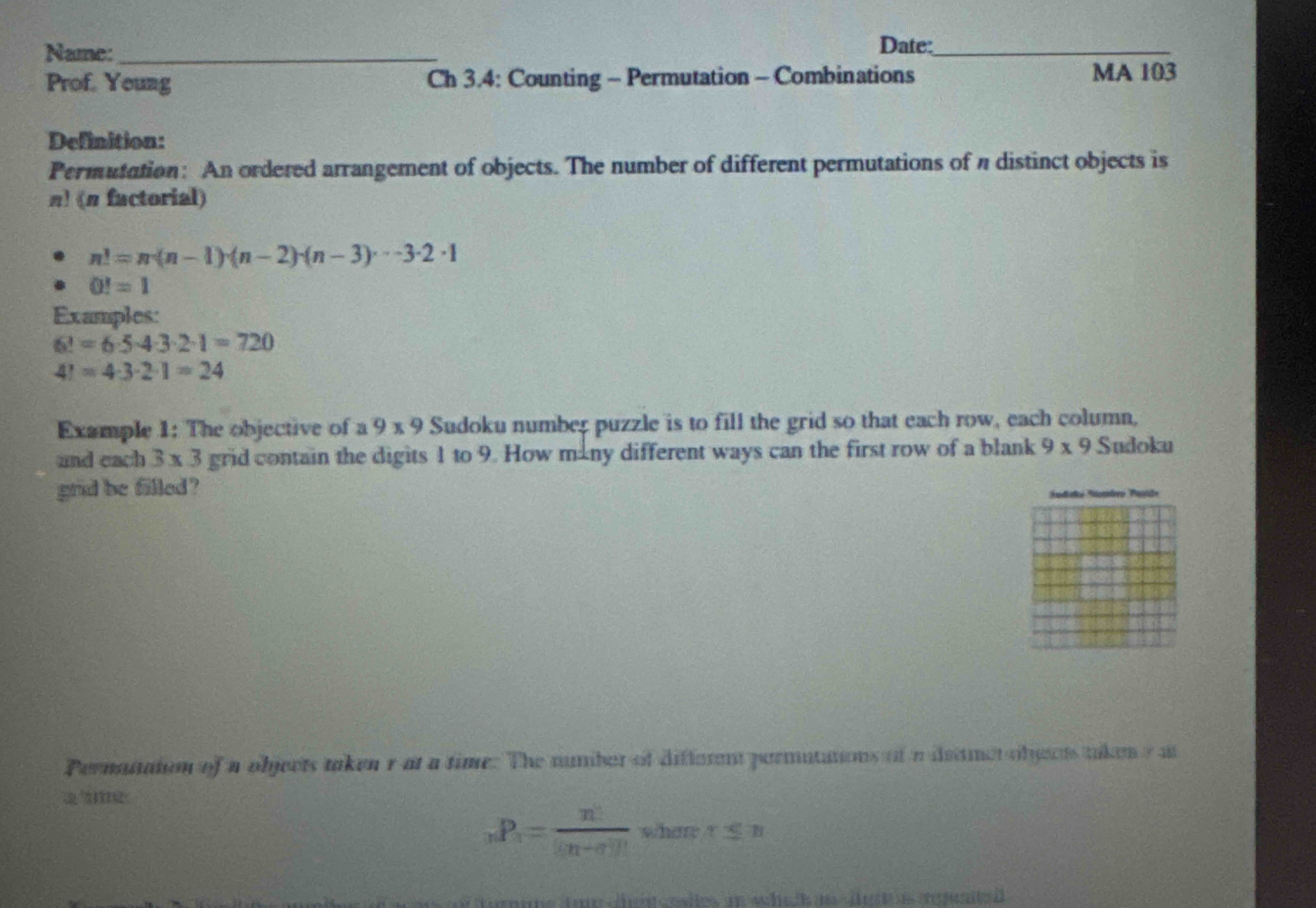 Solved Dellinition:Permutation: An ﻿ordered arrangement of | Chegg.com