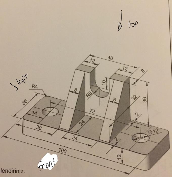Solved Dimension by drawing three views of the object. | Chegg.com