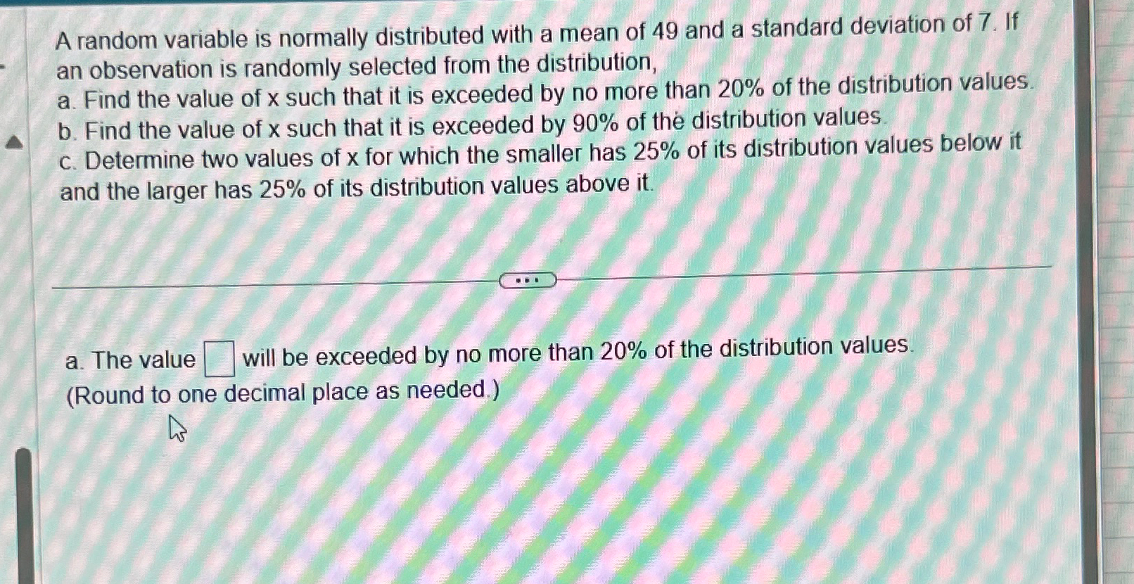 Solved A random variable is normally distributed with a mean | Chegg.com