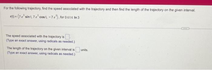 Solved For the following trajectory, find the speed | Chegg.com