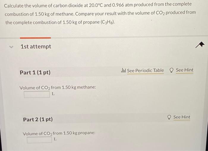 Solved Calculate the volume of carbon dioxide at 20.0°C and | Chegg.com