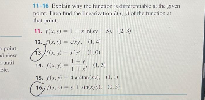 Solved 11-16 Explain why the function is differentiable at | Chegg.com