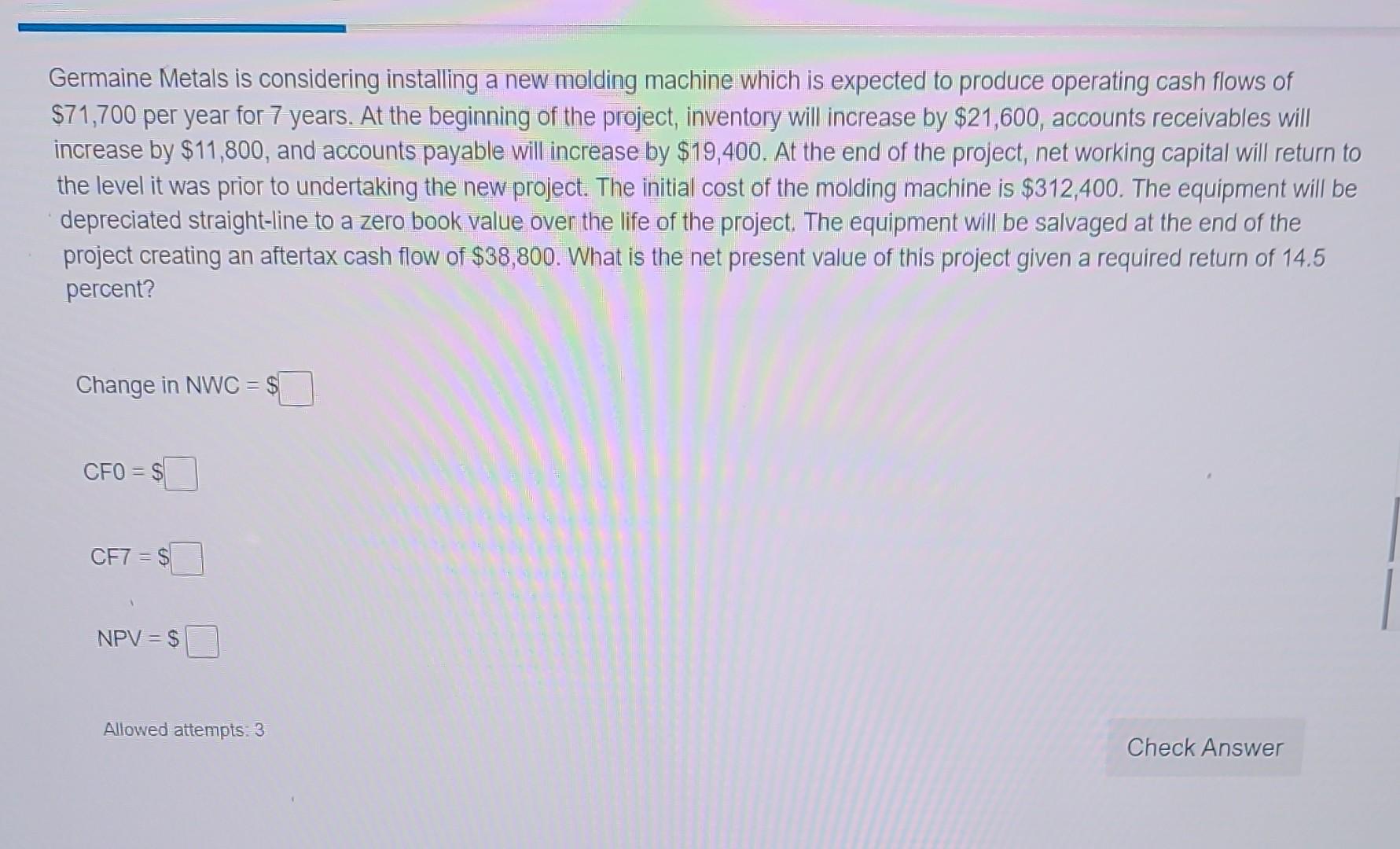 Solved Germaine Metals is considering installing a new | Chegg.com