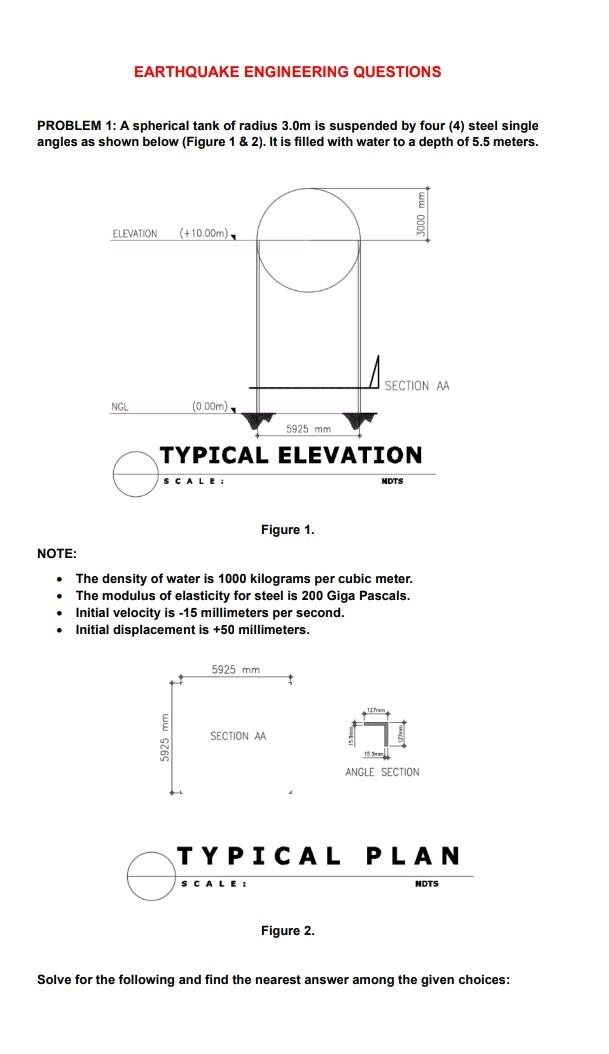 Solved EARTHQUAKE ENGINEERING QUESTIONS PROBLEM 1: A | Chegg.com