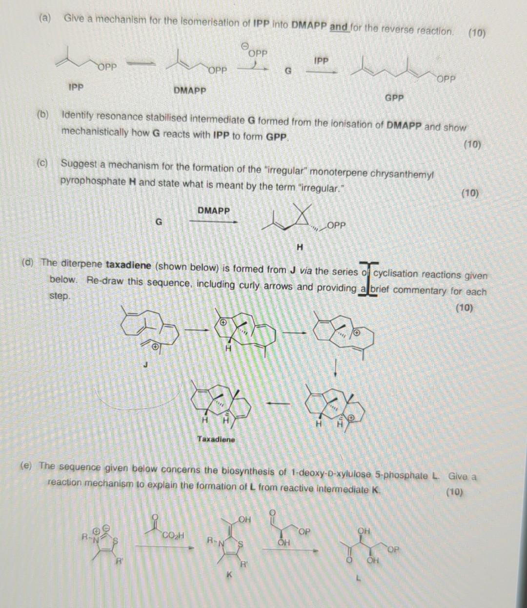 Solved (a Give a mechanism for the isomerisation of IPP into | Chegg.com