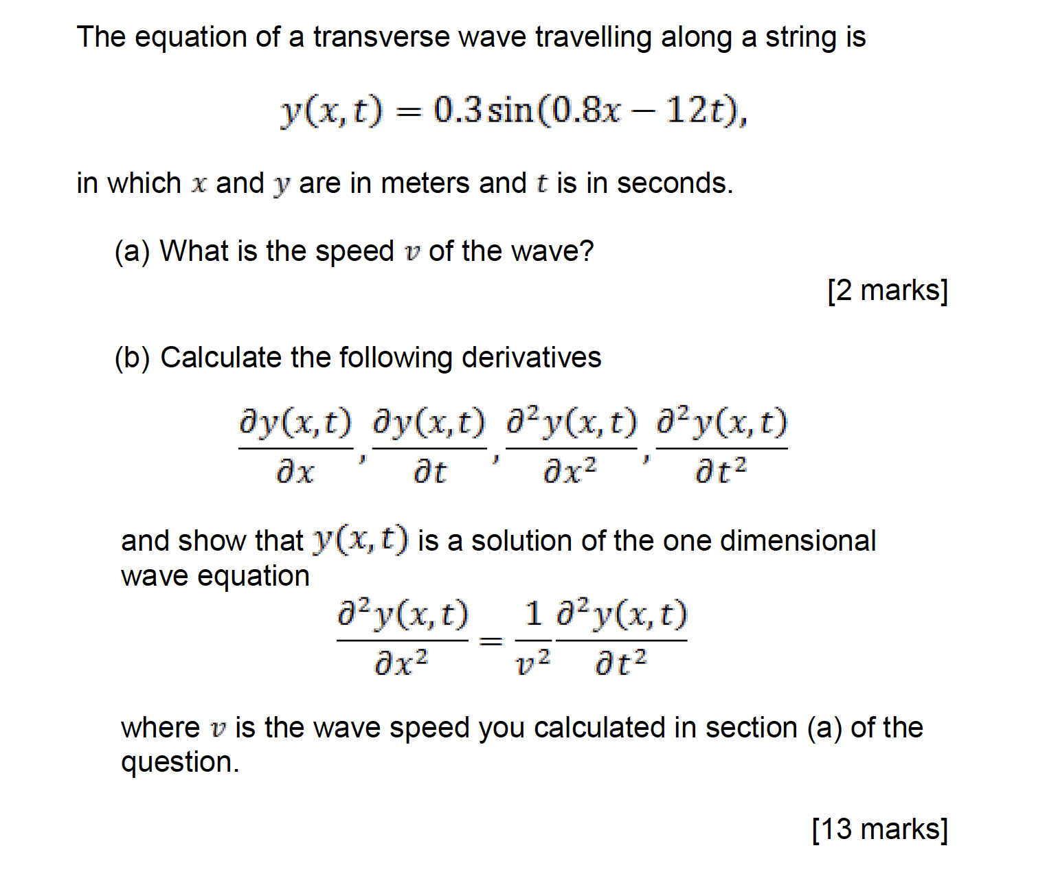 Solved The equation of a transverse wave travelling along a | Chegg.com