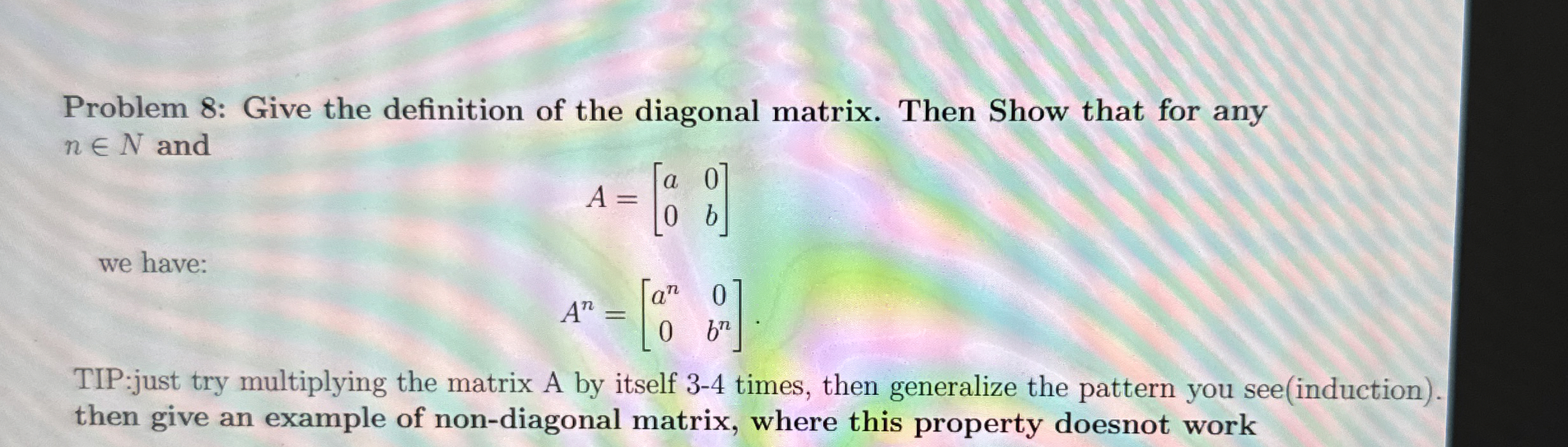 Solved Problem 8: Give the definition of the diagonal | Chegg.com