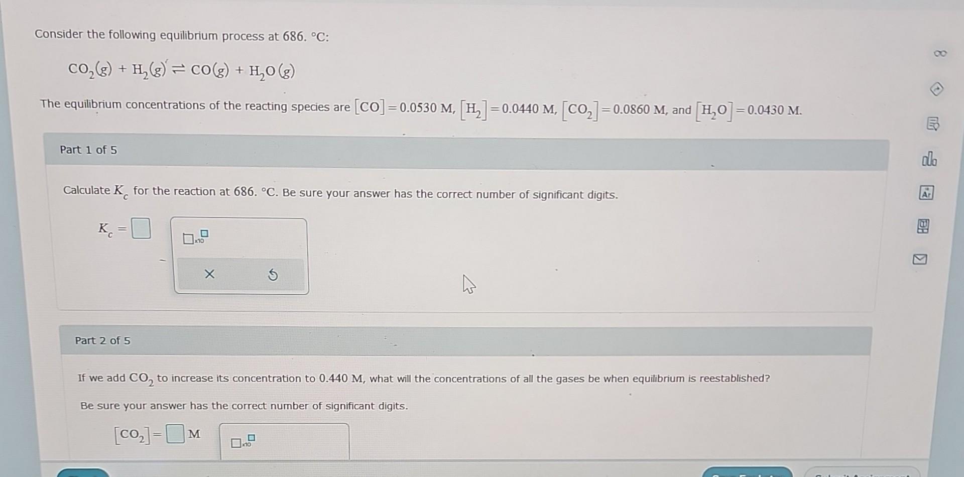 Solved Consider the following equilibrium process at 686.∘C | Chegg.com