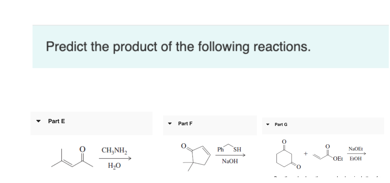 Solved Predict the product of the following reactions.Part | Chegg.com