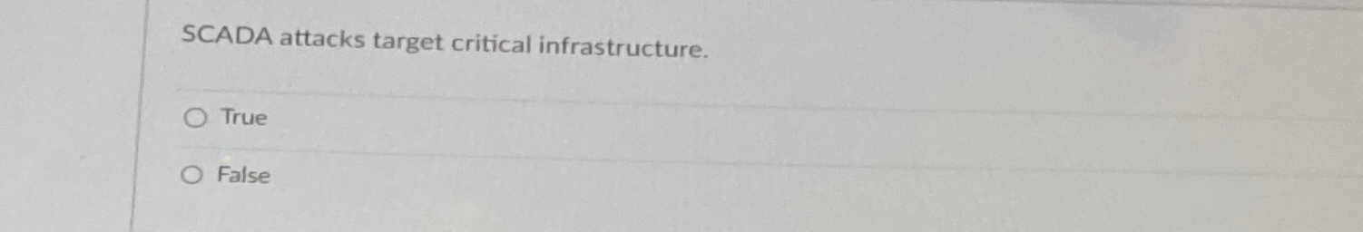 Solved SCADA attacks target critical | Chegg.com