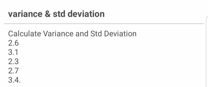 Solved variance & std deviation Calculate Variance and Std | Chegg.com