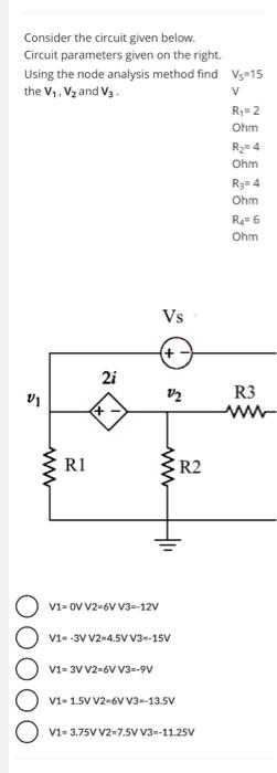 Consider the circuit given below. Circuit parameters | Chegg.com