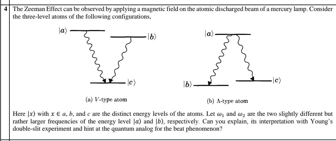 Solved 4 The Zeeman Effect can be observed by applying a | Chegg.com