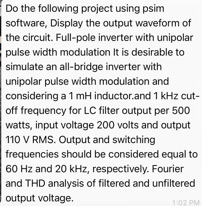 Solved Do the following project using psim software, Display | Chegg.com