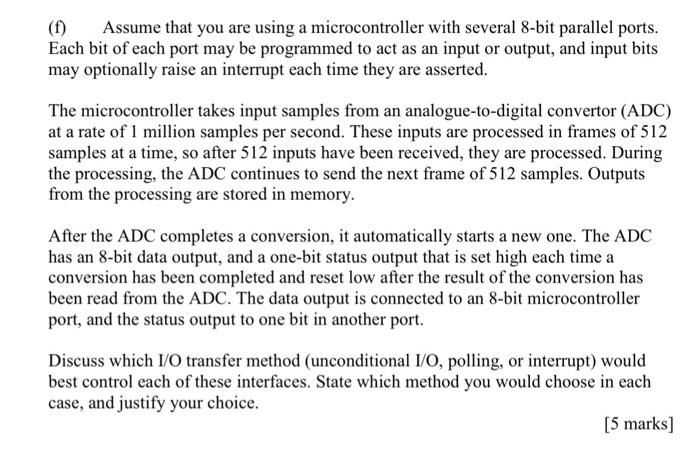 Solved (f) Assume that you are using a microcontroller with | Chegg.com