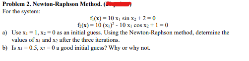 Solved Problem 2. ﻿Newton-Raphson Method. (For the | Chegg.com