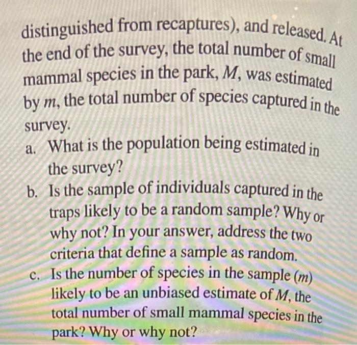Solved 8. An important quantity in conservation biology is | Chegg.com