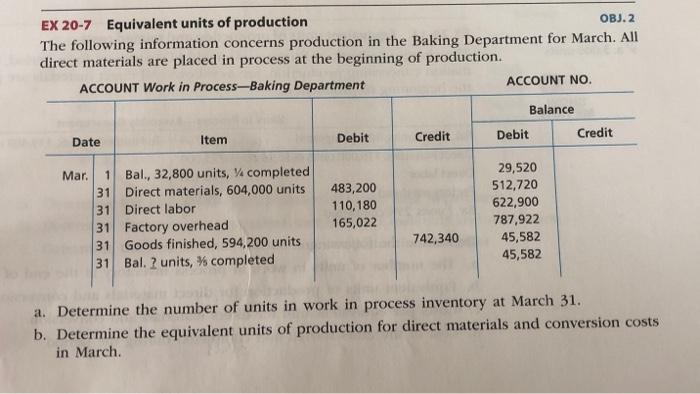Solved EX 20-7 Equivalent units of production OBJ. 2. The | Chegg.com