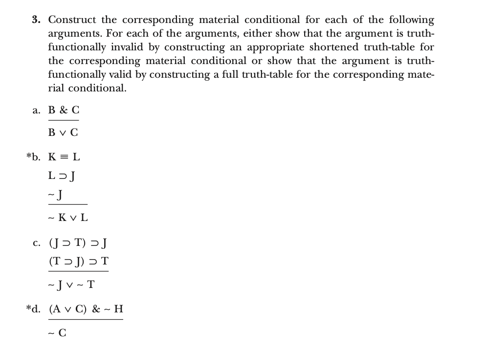Solved Construct the corresponding material conditional for | Chegg.com