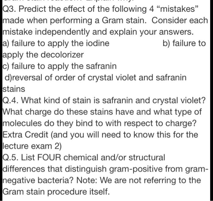 Solved Q3. Predict the effect of the following 4 “mistakes" | Chegg.com
