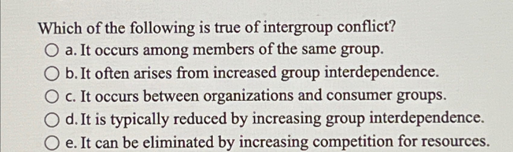 Solved Which of the following is true of intergroup | Chegg.com