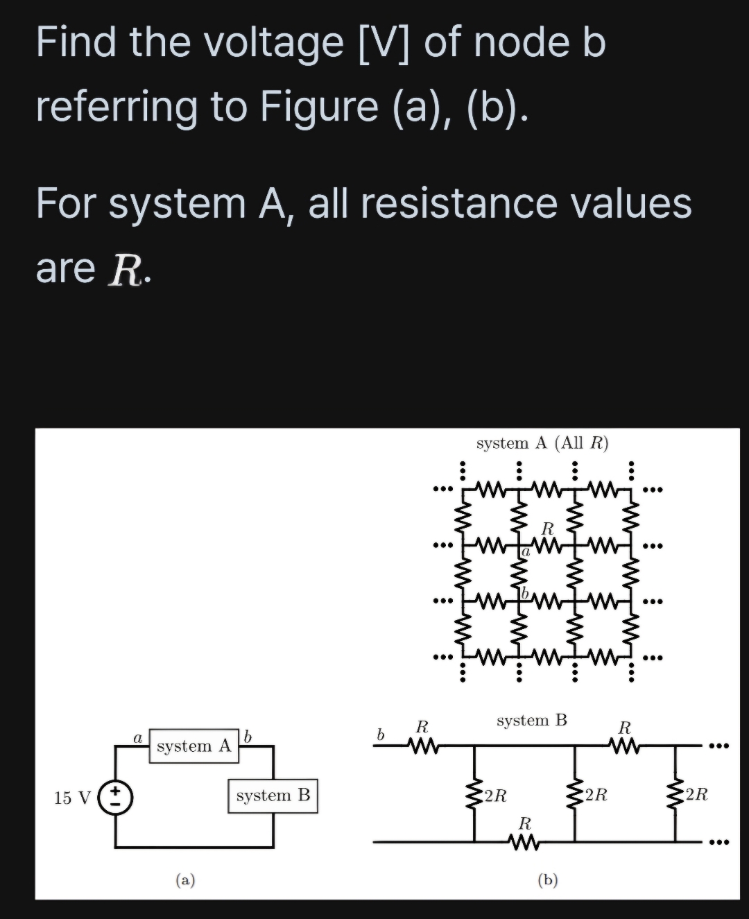 Solved Find the voltage V ﻿of node b ﻿referring to Figure | Chegg.com