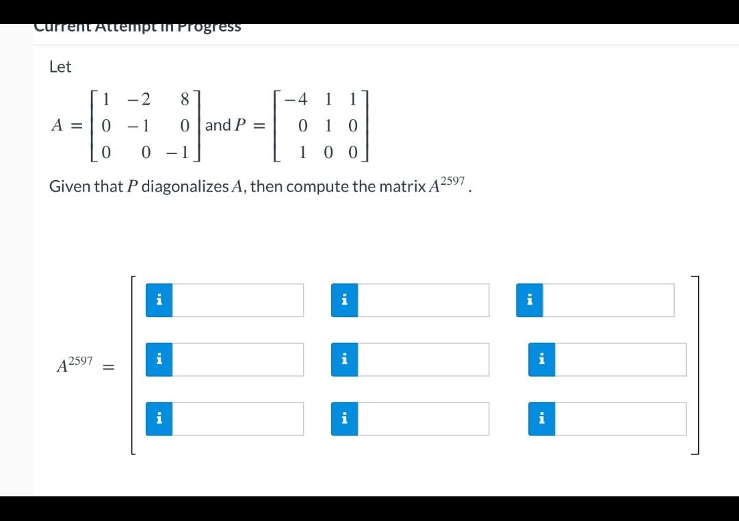 Solved Current Attemptin Progress Let -2 8 4 A = 1-01-19 0 - | Chegg.com