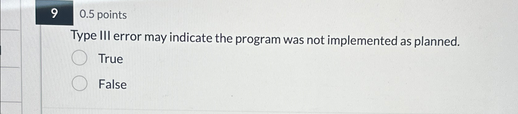 Solved Type III error may indicate the program was not | Chegg.com